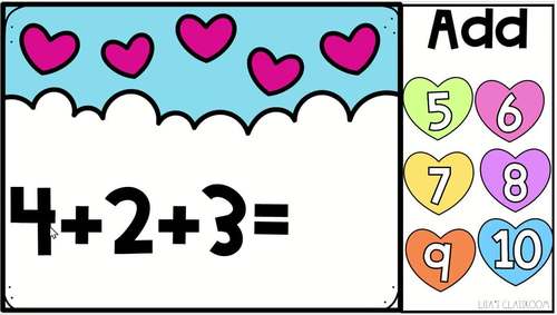 VALENTINE Math Adding 3 numbers ~ ONLINE Distance Learning Google ...