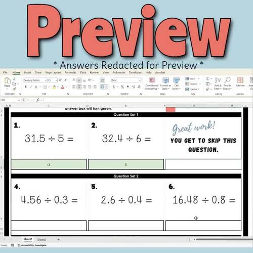 Divide Decimals by Whole Numbers & Decimals - Digital & Print Activity