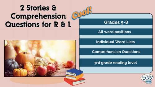 Middle School Articulation Thanksgiving Stories R L Activities Speech ...