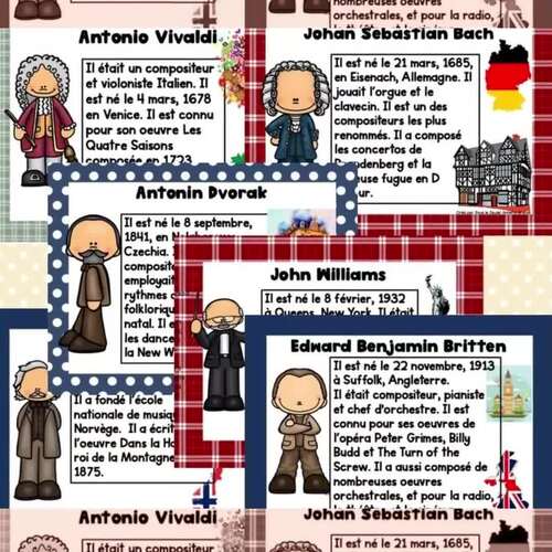 Music Composers BUNDLE FRENCH Posters, Timeline, Worksheets, ACTIVITIES
