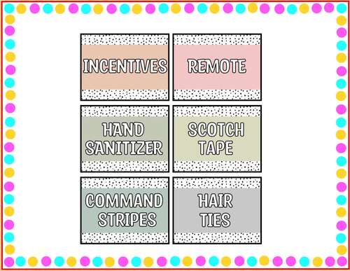 Printable Boho Neutral Spotty Classroom Supplies Labels, Supplies Labels