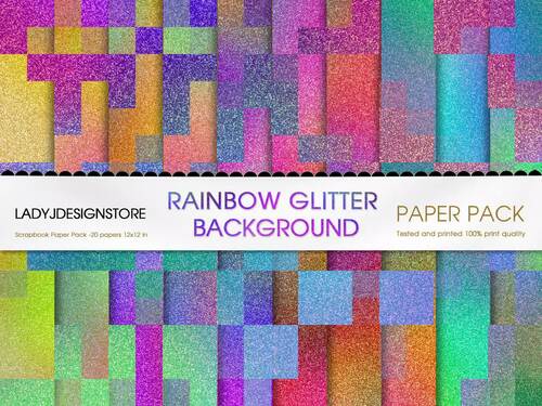 Rainbow Glitter Digital Paper by ladyjdesignstore | TPT
