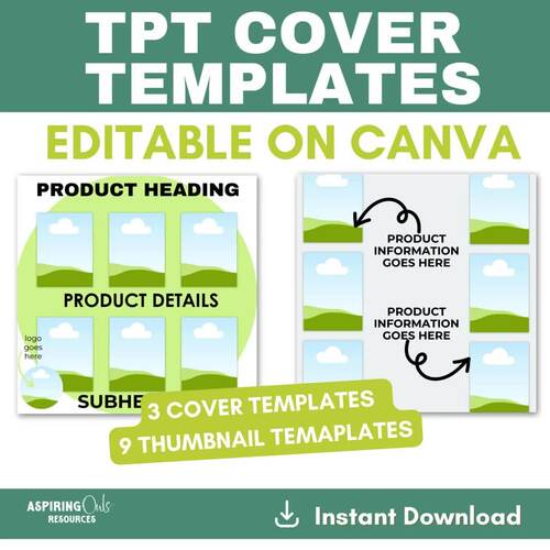 TPT Cover and Thumbnail Templates for Sellers by Aspiring Owls Resources