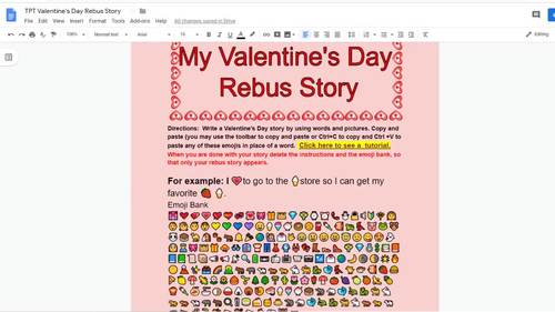 Valentine's Day Rebus Story - Digital and Ready For Google Classroom