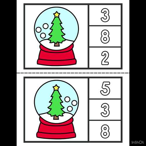 Holiday Snowglobe Subitizing to 10 Count & Clip Cards | Kindergarten ...