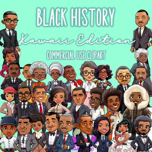Black History Clipart Month Kawaii Famous People US History, USA ...