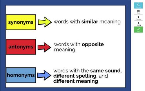 BOOM CARDS - Synonyms, Antonyms, Homonyms, LEVEL 1 by Miss Mary in Florida