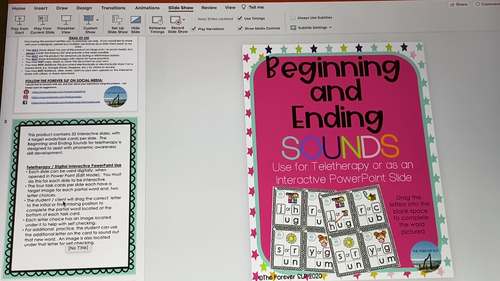 Beginning and Ending Sounds for Teletherapy - Phonemic Awareness