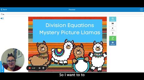 4th Grade- Find the Missing Number- Division- Digital Math Activity -Llamas