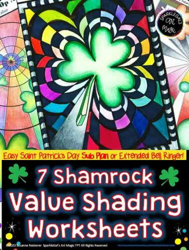Op Art St. Patrick's Day Shamrock Coloring Page Winter Art Project 1 Hr ...