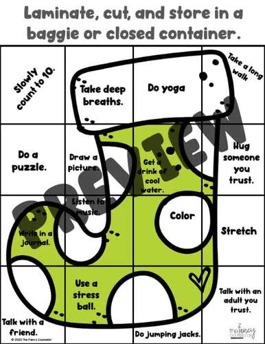 Christmas Stocking Themed Coping Calming Strategies Puzzles | TPT