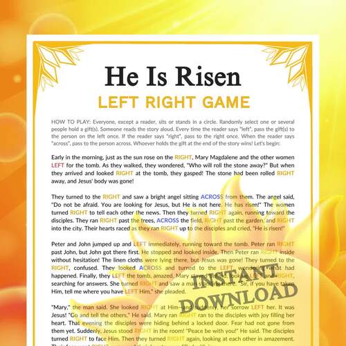He Is Risen Left Right Game | Resurrection Group Activity Christian ...