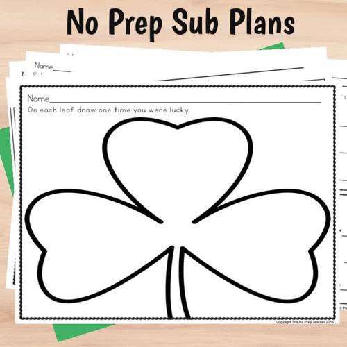 St. Patrick's Day Activities for Kindergarten Sub Plans by The No Prep ...