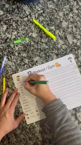 Workout gym exercise tracker Monthly homeschool teacher speech therapy