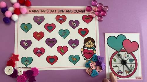 Valentine's Day Stopping Spin and Cover Games by Talking Mama Bears