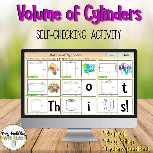 Volume of Cylinders Digital Activity Mystery Picture | TPT