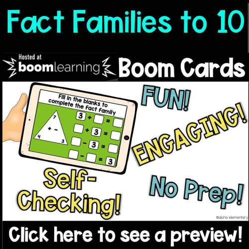 Fact Families to 10 BOOM cards | Digital NO-PREP task cards | Distance ...