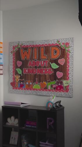 Wild Love Valentine's Day Bulletin Board | Bilingual English French Spanish
