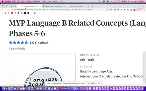 MYP Language B Related Concepts (Language Acquisition) Phases 5-6