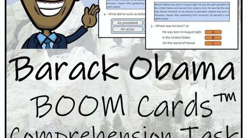 Barack Obama BOOM Cards™ Comprehension Activity 3rd Grade & 4th Grade