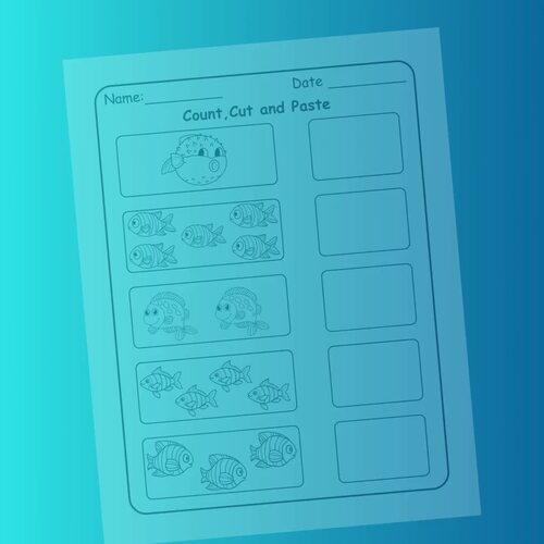 Fish Cut and Paste Worksheets 1-5 | Ocean Theme Number Recognition for ...