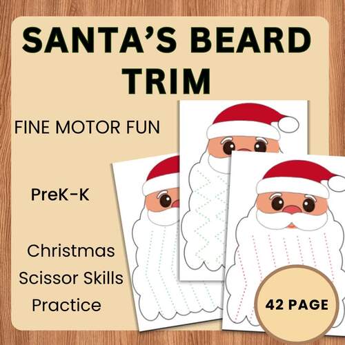 Santa’s Beard Trim | Christmas Scissor Skills & Fine Motor Cutting Practice