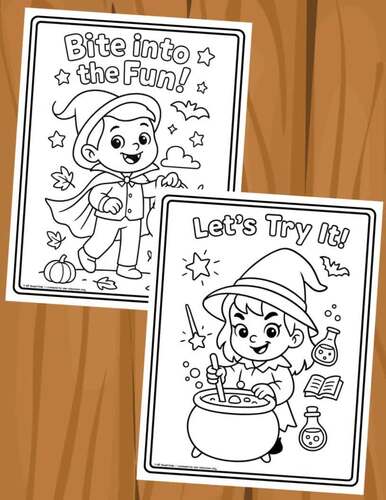 Halloween Coloring Pages for Kids in Cute Costumes Trick-or-Treat and ...