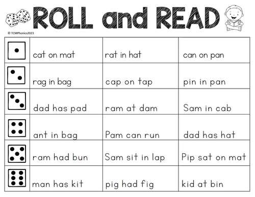 Phonics - Decodable Phrases Roll and Read - Grade 1 | TPT