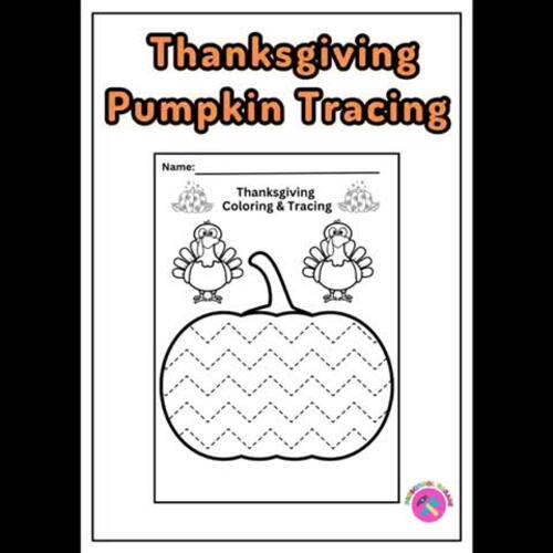 Thanksgiving Pumpkin Tracing and coloring worksheets by Preschool Garage