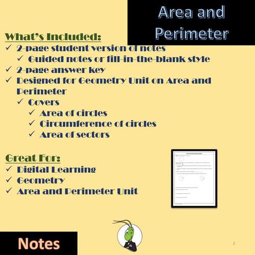 Area of Circles and Sectors Geometry Guided Notes Area and Perimeter Unit