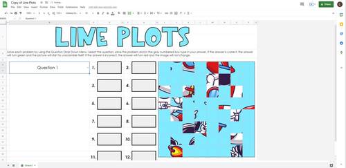 Line Plots Digital Mystery Puzzle Pixel Art 5.MD.2 by Teaching in the ...