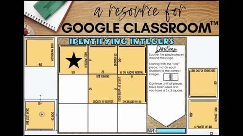 Identifying Integers Activity Puzzle Identifying Integers Hands On