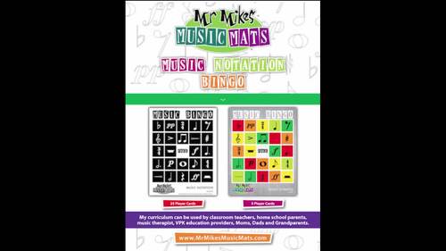 Music Notation Bingo Color /MrMikesMusicMats/Cart,Online Distance ...