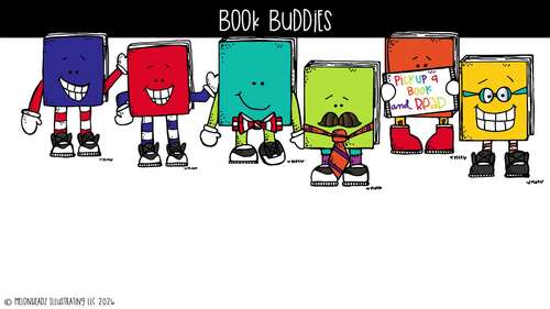 Book Buddies clip art, library COMBO PACK by Melonheadz Clipart | TPT