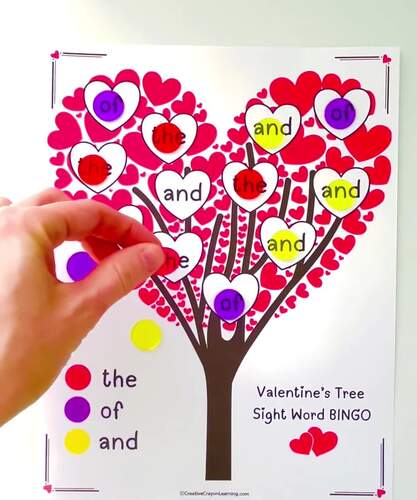 Kindergarten Valentine’s Sight Word Bingo Literacy Center | Hands-On