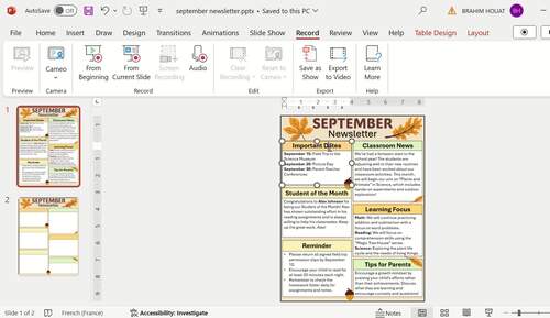 Editable September Newsletter Template by Creative Kids Corner Store