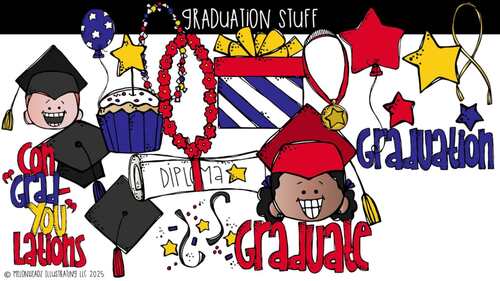 Graduation Stuff clip art Commencement clip art COLORED Version | TPT