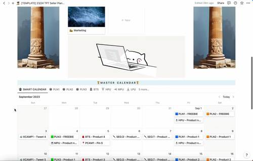 TPT Seller Planner Digital Notion Template Editable Marketing Content ...