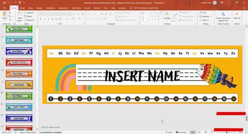 Rainbow Theme Editable Name Tags - Alphabet Desk Strips with Numbers