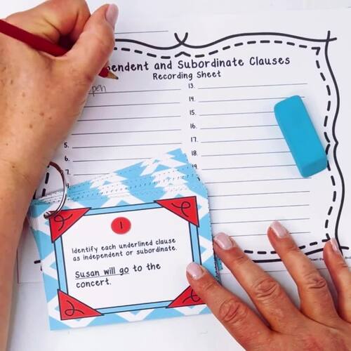 Clauses Task Cards | Independent and Subordinate Clauses | TPT