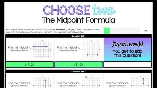 Finding the Midpoint using Midpoint Formula Digital Activity | Choose Two