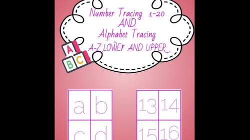 Pink Alphabet lower and upper case tracing handwriting Numbers 1-20 Tracing