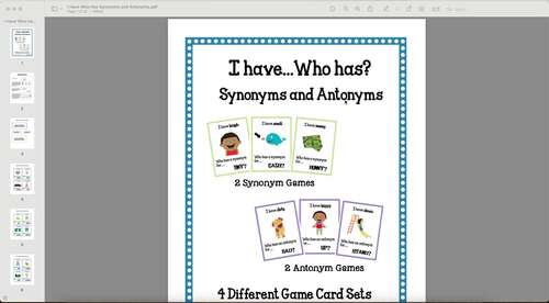 I Have, Who Has? Synonym and Antonym Card Game by The Autism Helper