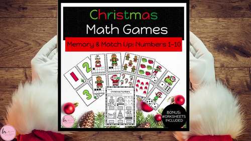 Christmas Memory & Match Up Math Game using Numbers 1-10 for Kindergarten