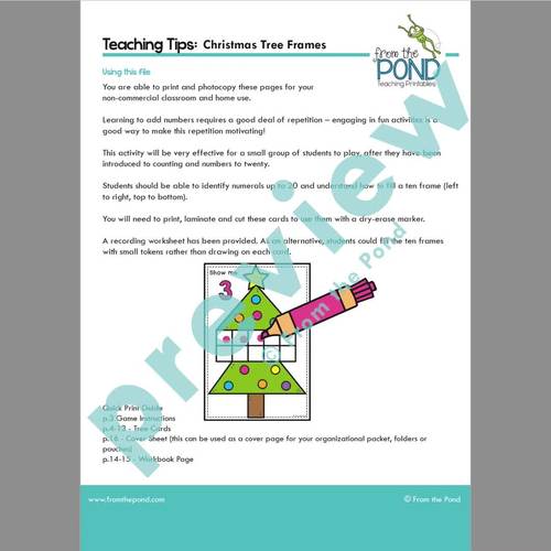 Christmas Activities {December Ten Frame Activity Cards} by From the Pond