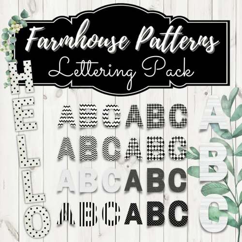 Farmhouse Patterns Lettering Pack - Bulletin Board Letters Headers Display