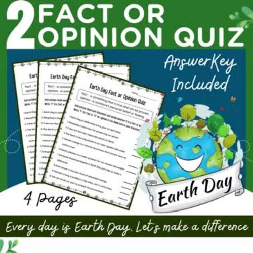 Earth Day Activities Reading Writing - Earth Day Fact or Opinion quiz ...