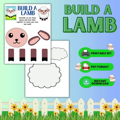 Build a Lamb Craft | Cut and Glue | Spring Cut & Paste Craft | Lamb ...