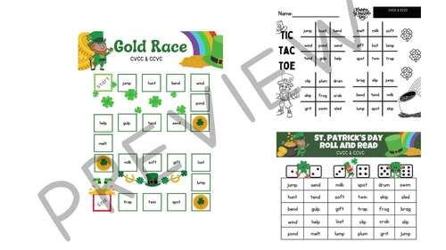 St. Patrick's Day Game Pack: Phonics Fluency Games! | CVC, CVCC, CCVC ...