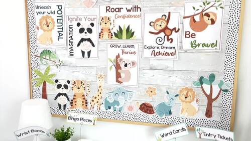 Jungle Safari Classroom Decor Bundle, Newsletter Templates, Slide Templates